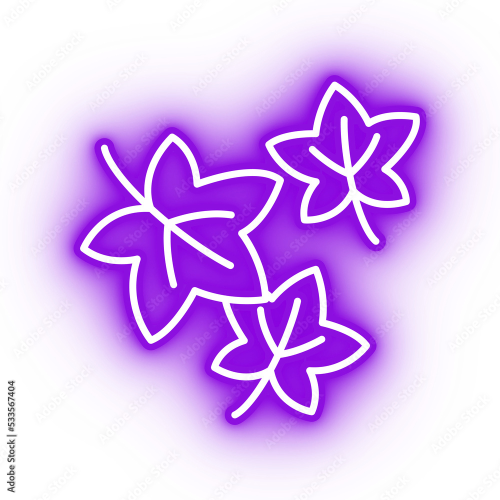 Neon purple falling leaves icon, glowing purple falling leaves with ...