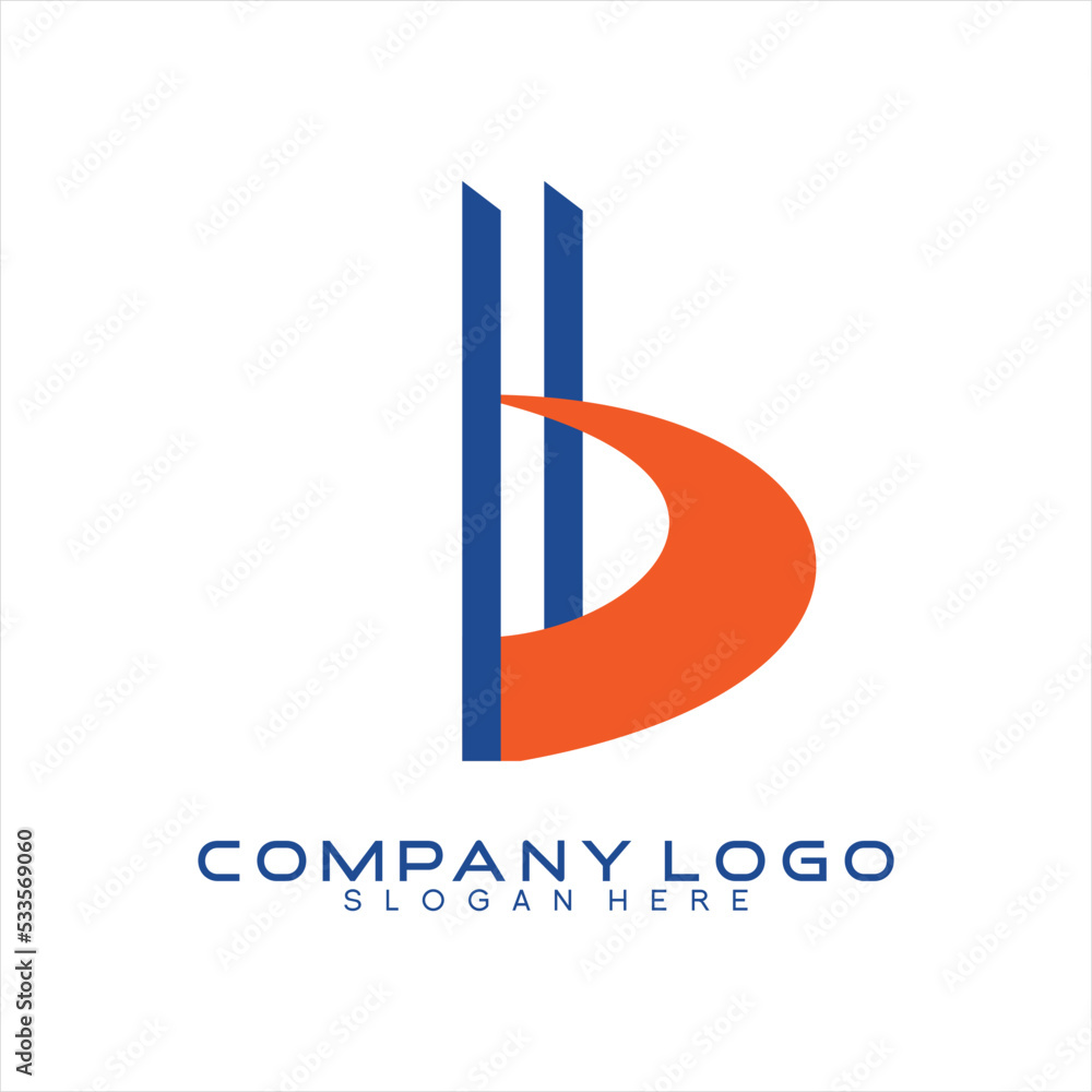 Vector logo design illustration of simple flyover with letter B concept ...