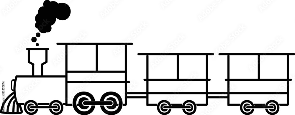 Outline Locomotive Train Kids Illustration Stock Vector | Adobe Stock