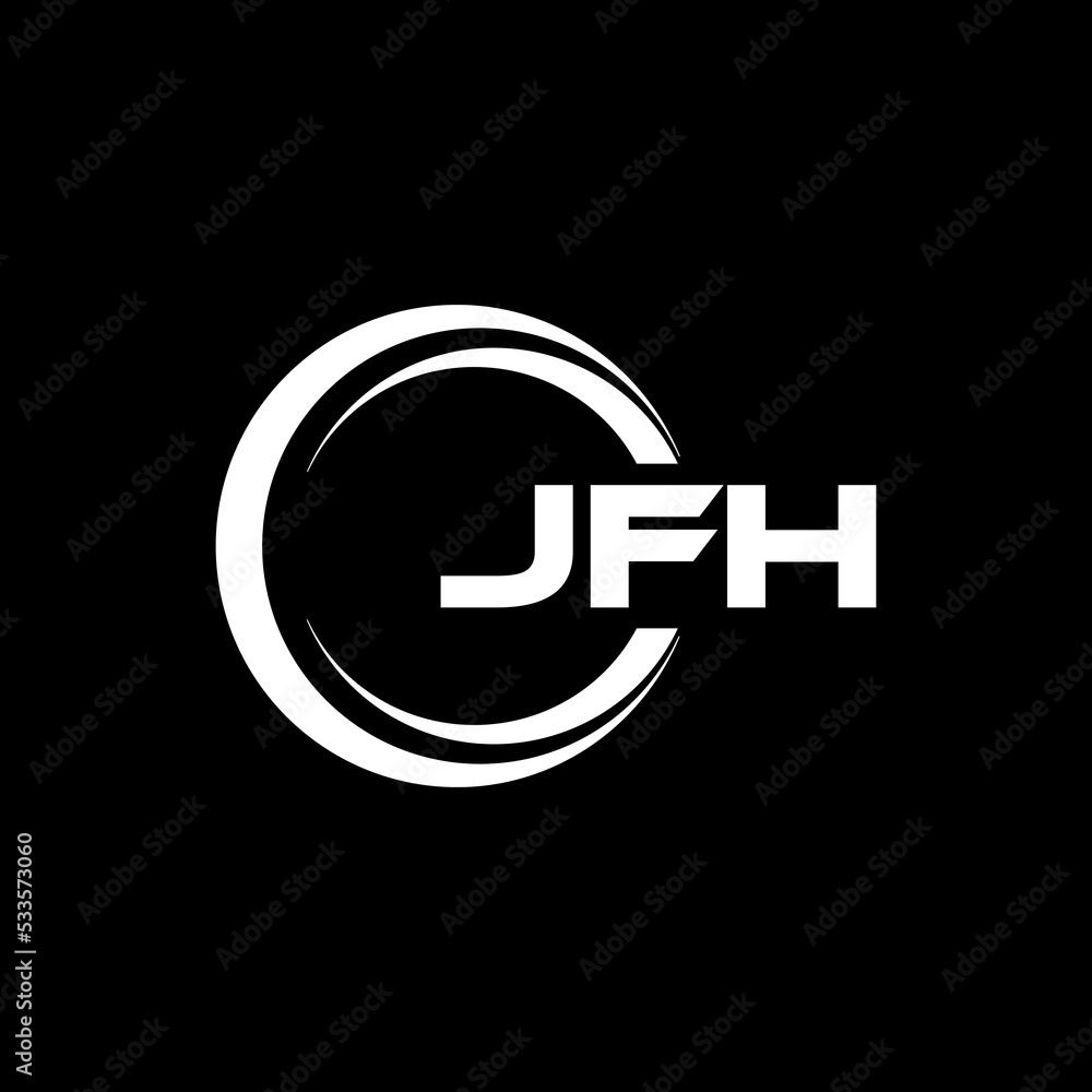 Vecteur Stock JFH letter logo design with black background in ...