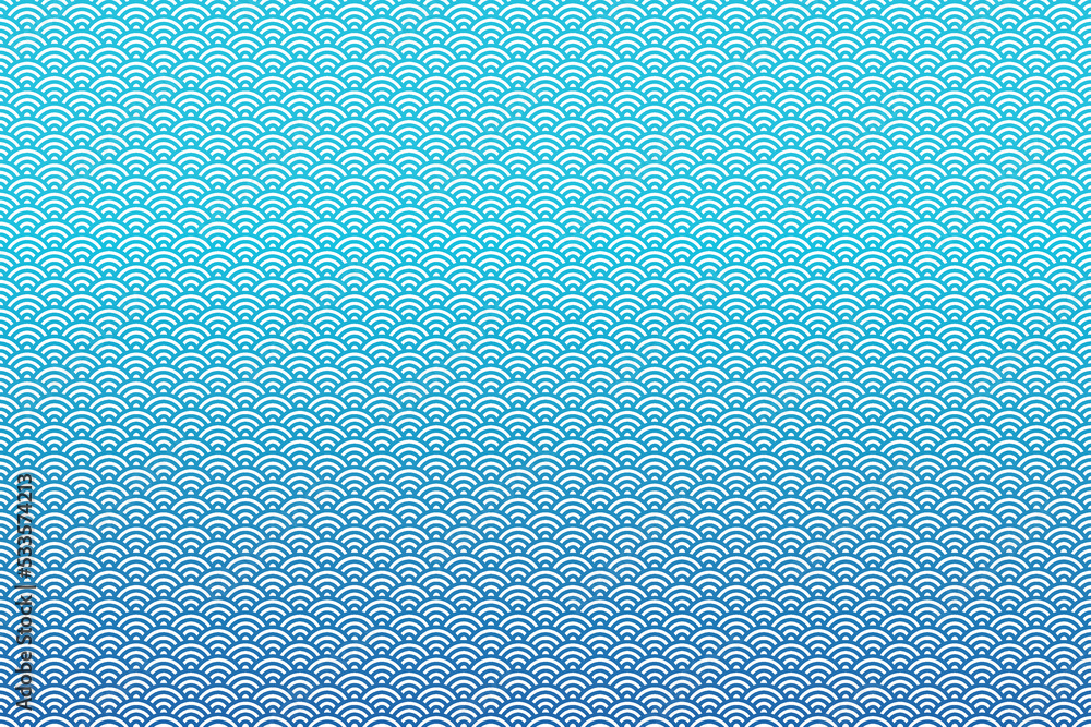 Light blue background of the Japanese traditional wave pattern Stock ...
