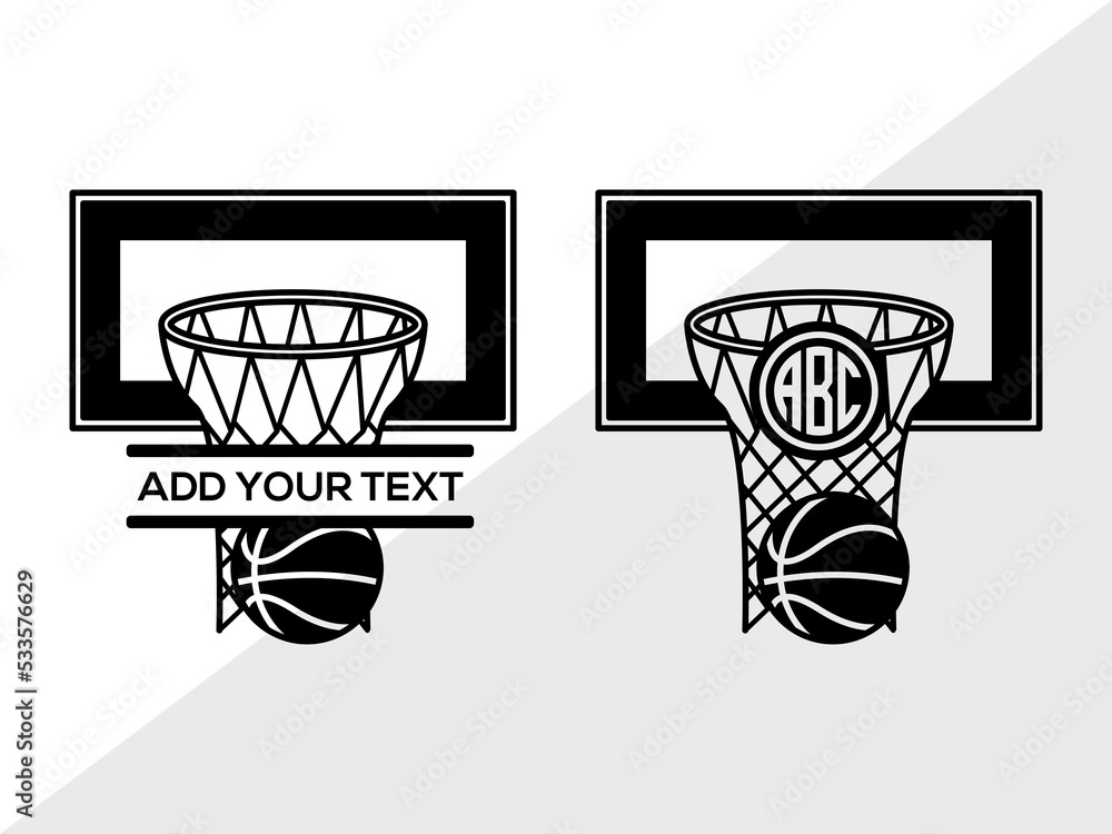 Basketball Monogram SVG, Basketball Svg, Basketball Hoop Svg ...