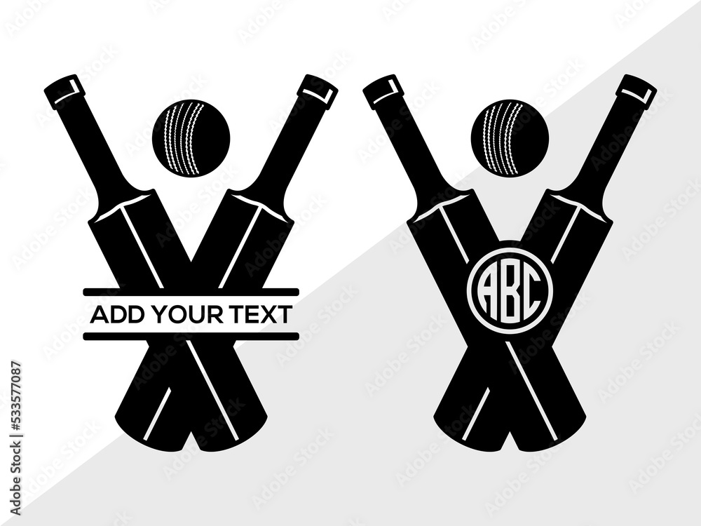 Cricket Monogram SVG, Cricket SVG, Cricket Bat Svg, Cricket Ball Svg ...