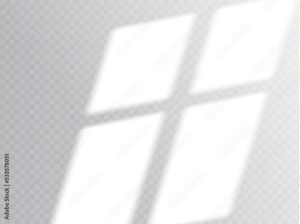 Window light shadow overlay background, transparent light shade on wall ...