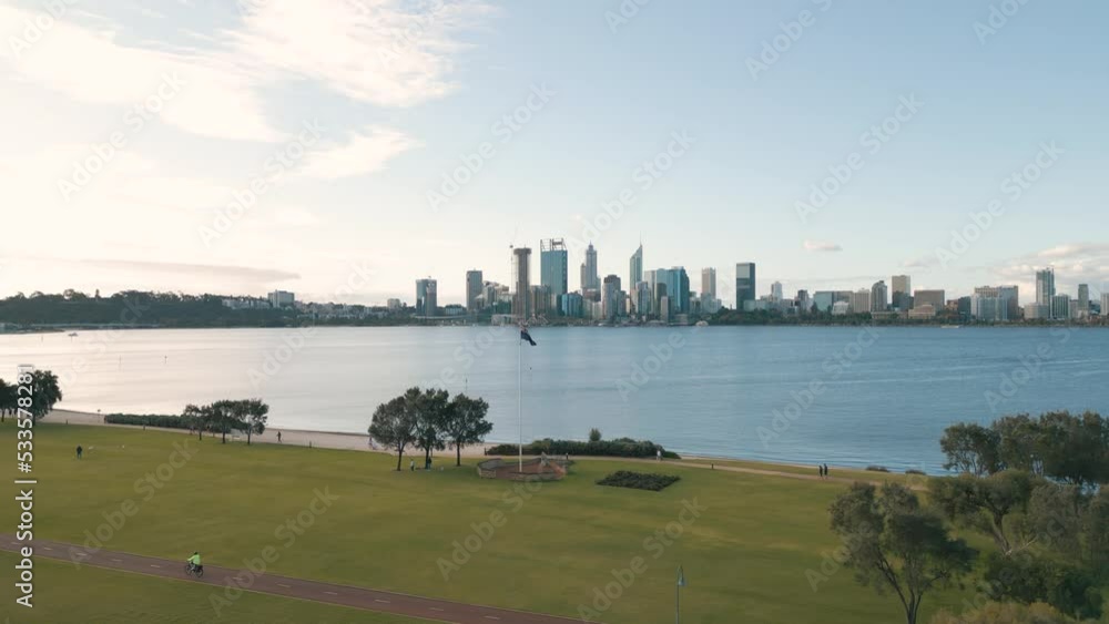 Perth city skyline from foreshore afternoon 4K 25FPS Stock Video ...