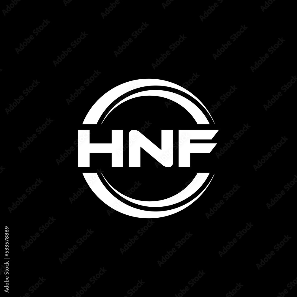 HNF letter logo design with black background in illustrator, vector ...