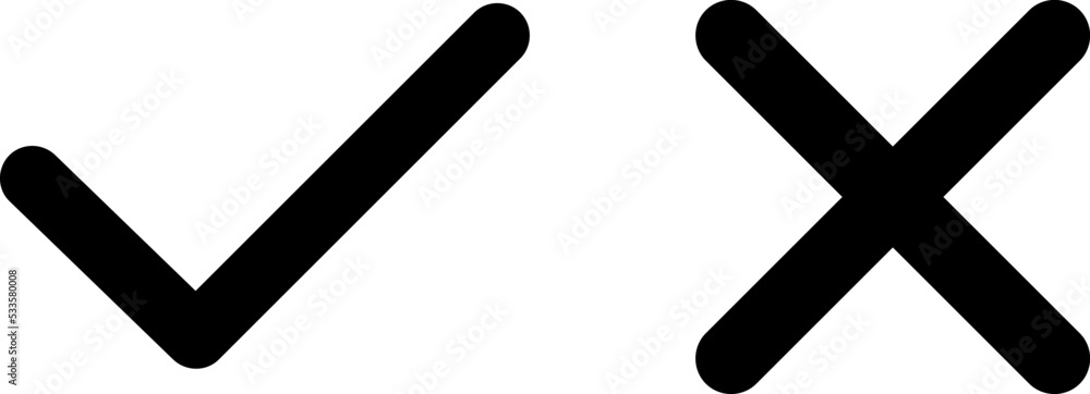 Tick and cross signs.Vector illustration isolated on white background ...