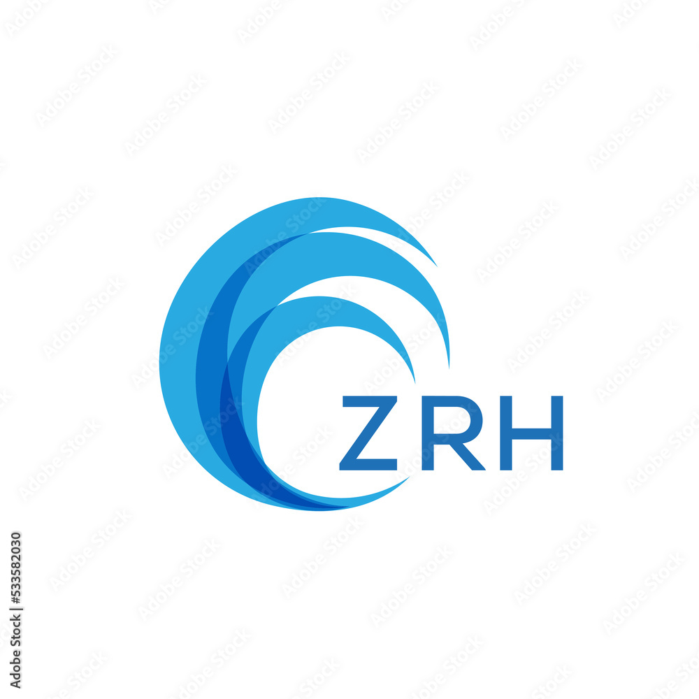 ZRH letter logo. ZRH blue image on white background. ZRH Monogram logo ...