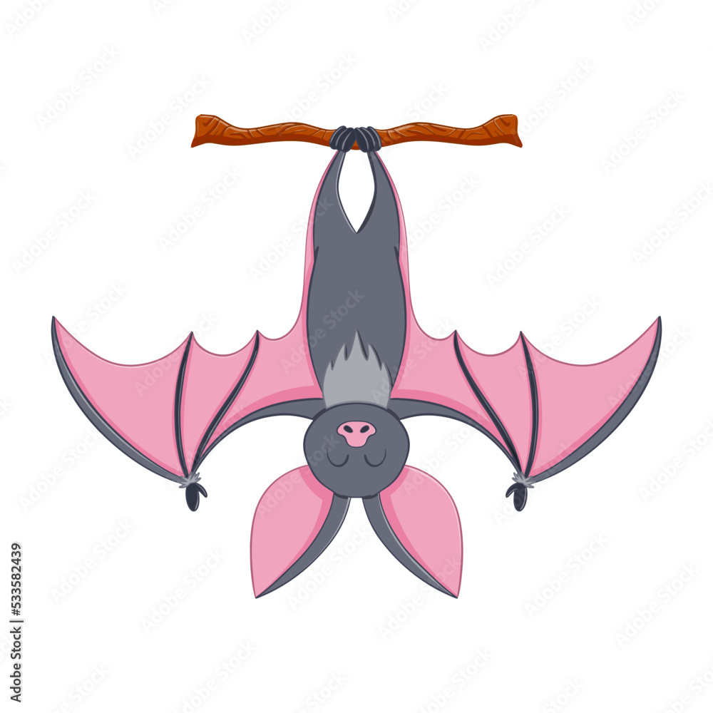Cute cartoon bat illustration. Isolated on white background. Stock ...