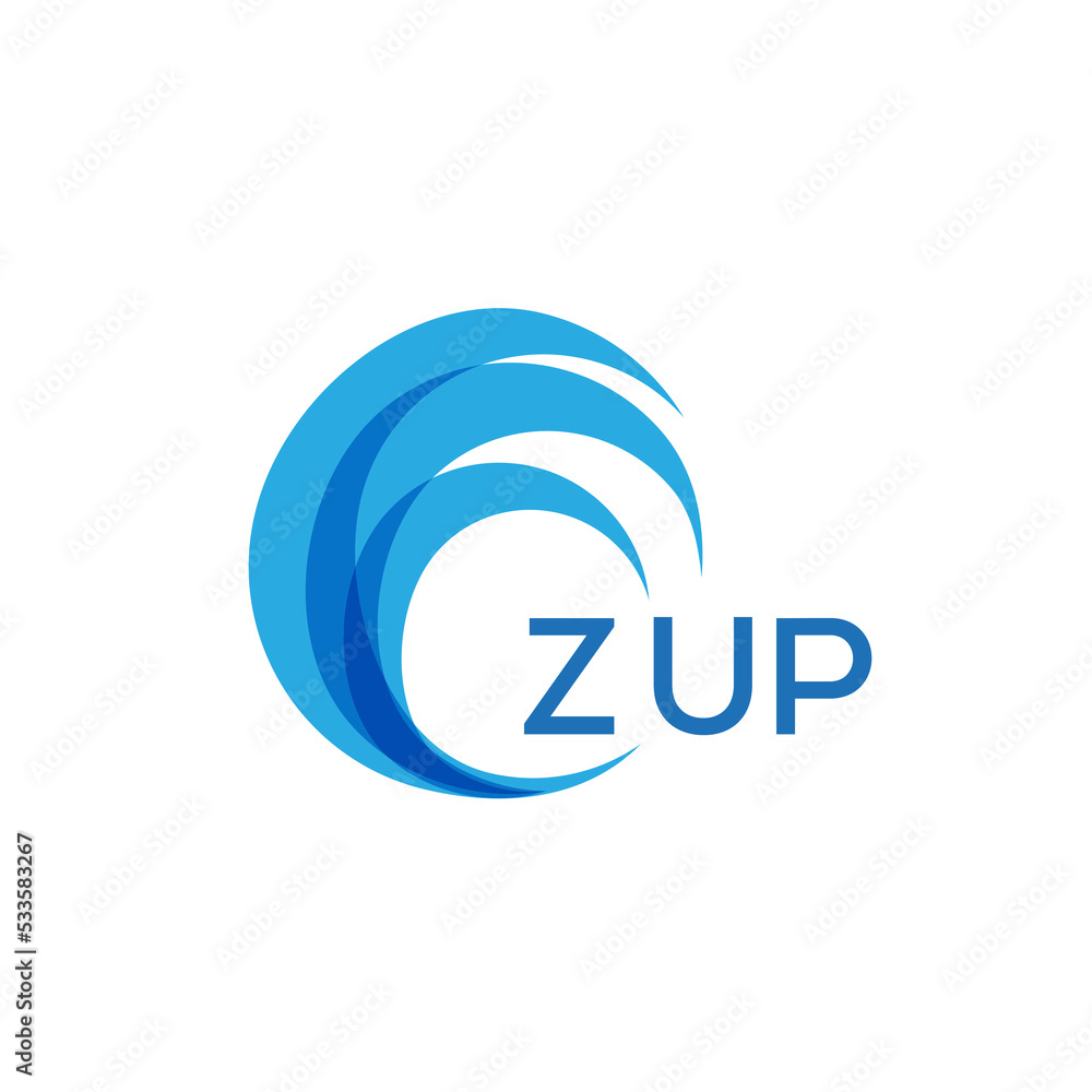 ZUP letter logo. ZUP blue image on white background. ZUP Monogram logo ...