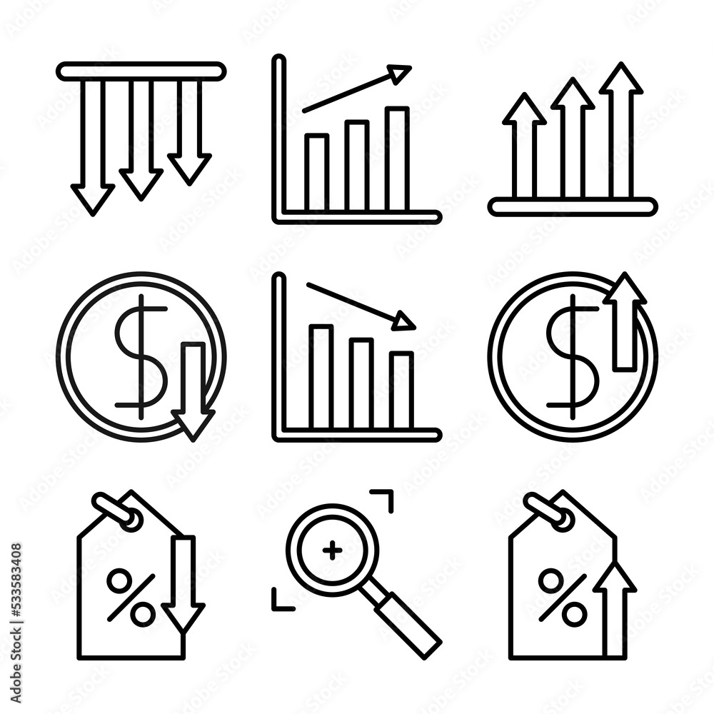 Increase and Decrease black outline icon Stock Vector | Adobe Stock