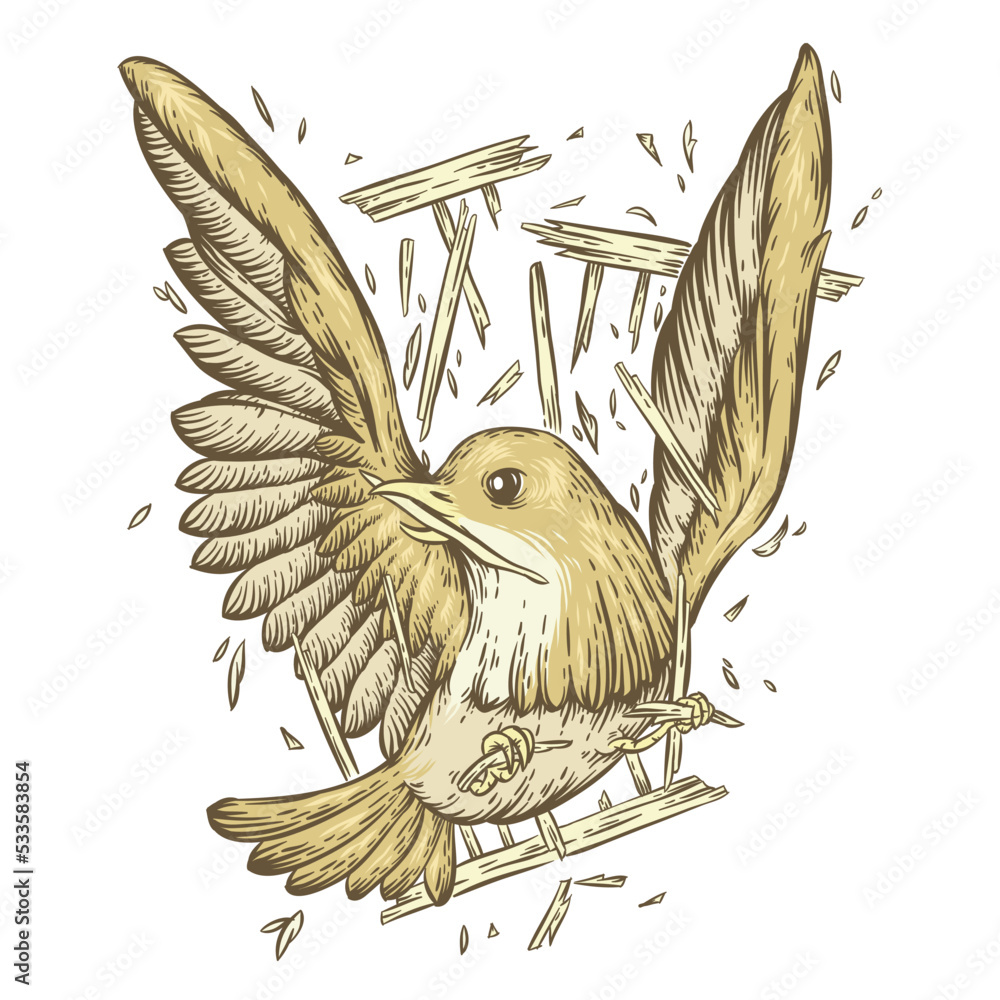 Vetor de hand drawn illustration of a bird | illustration of a bird out ...