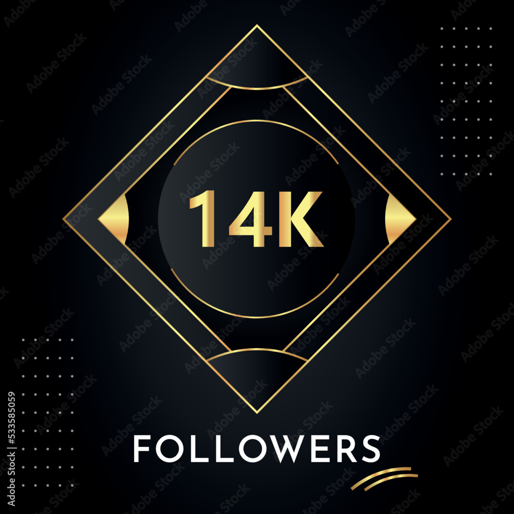 Vetor de Thank you 14k or 14 thousand followers with gold decorative ...