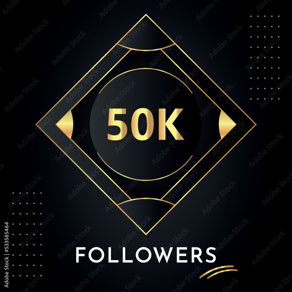 Thank you 50k or 50 thousand followers with gold decorative frames on ...