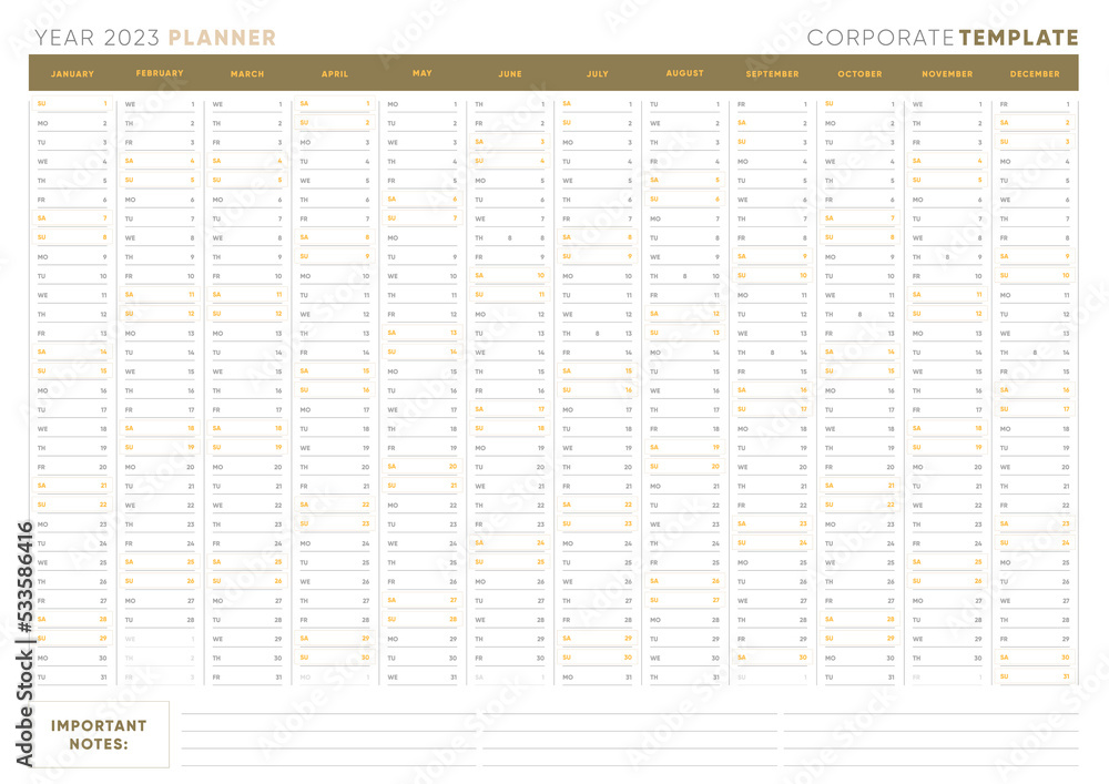 2023 planner template. Annual work organizer for 2023 year. 2023 ...