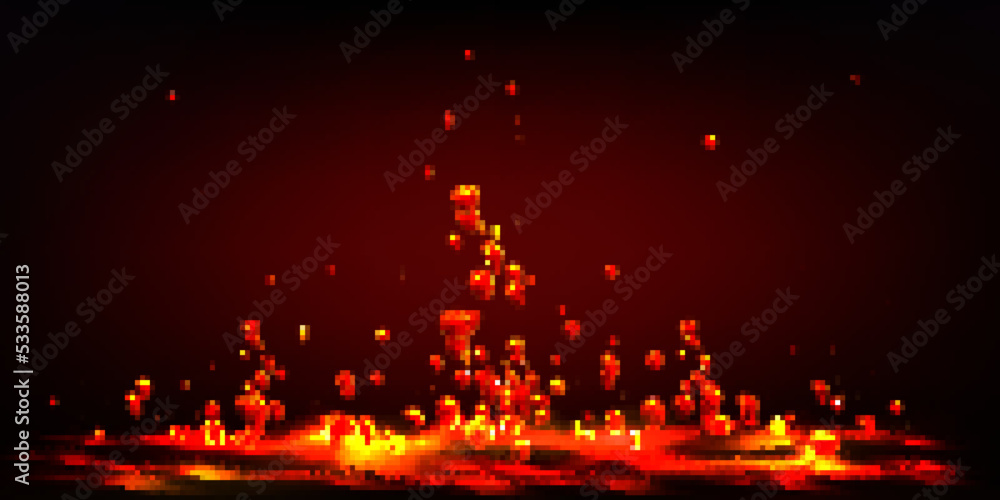 Hot liquid lava splash with flying red drops. Abstract background of ...