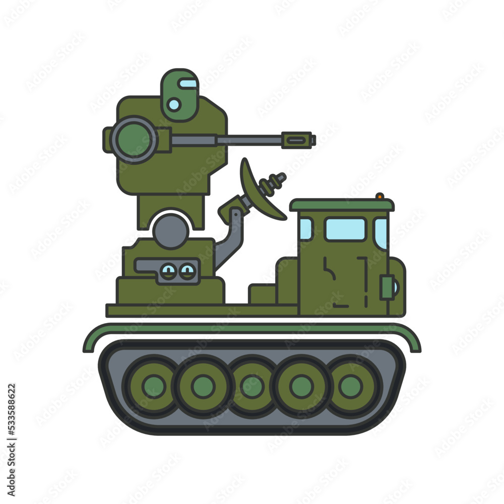 Line flat color vector illustration icon infantry assault army anti ...