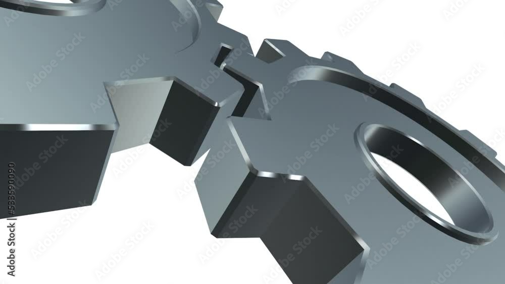 Vidéo Stock Silver gear wheels moving interlocked together. Two ...