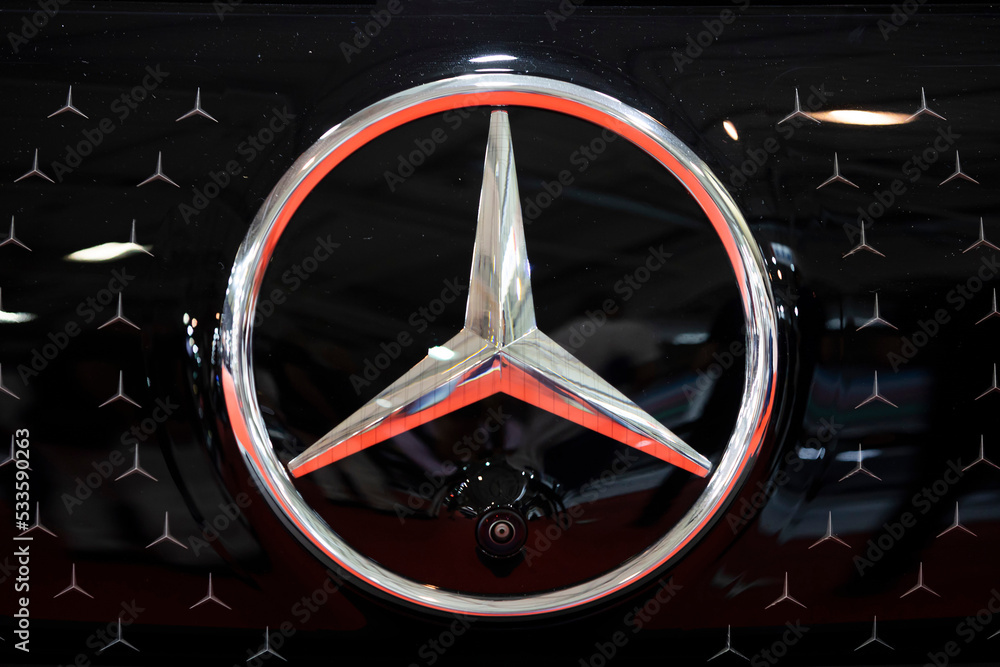 Mercedes-Benz logo emblem sign Stock Photo | Adobe Stock