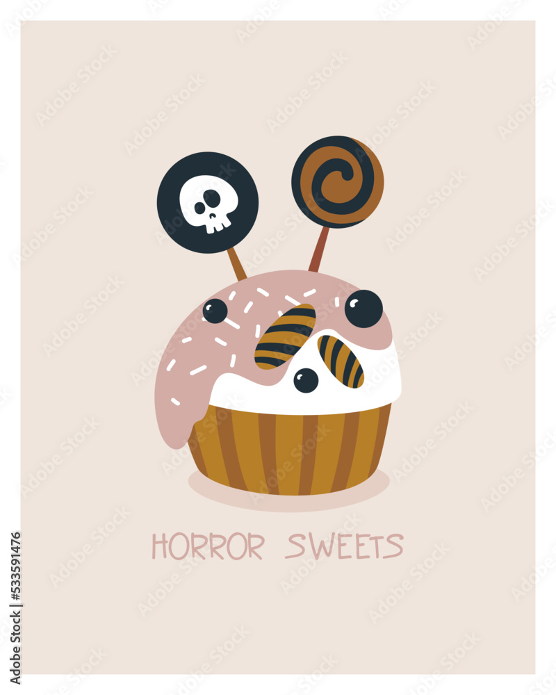 Horror sweets card. For the design of invitations, posters for ...