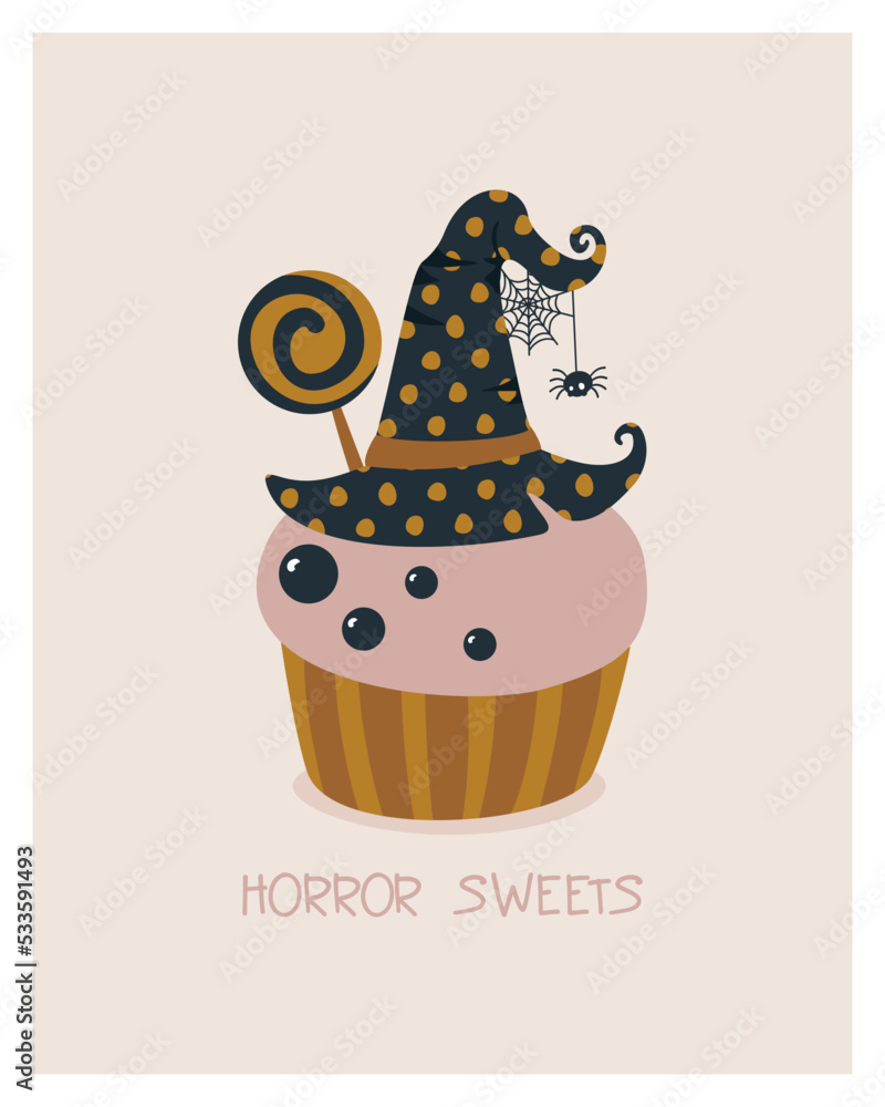 Horror sweets card. For the design of invitations, posters for ...