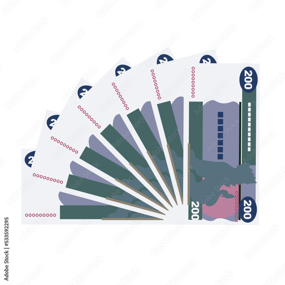 Myanmar Kyat Vector Illustration. Southeast Asian money set bundle ...