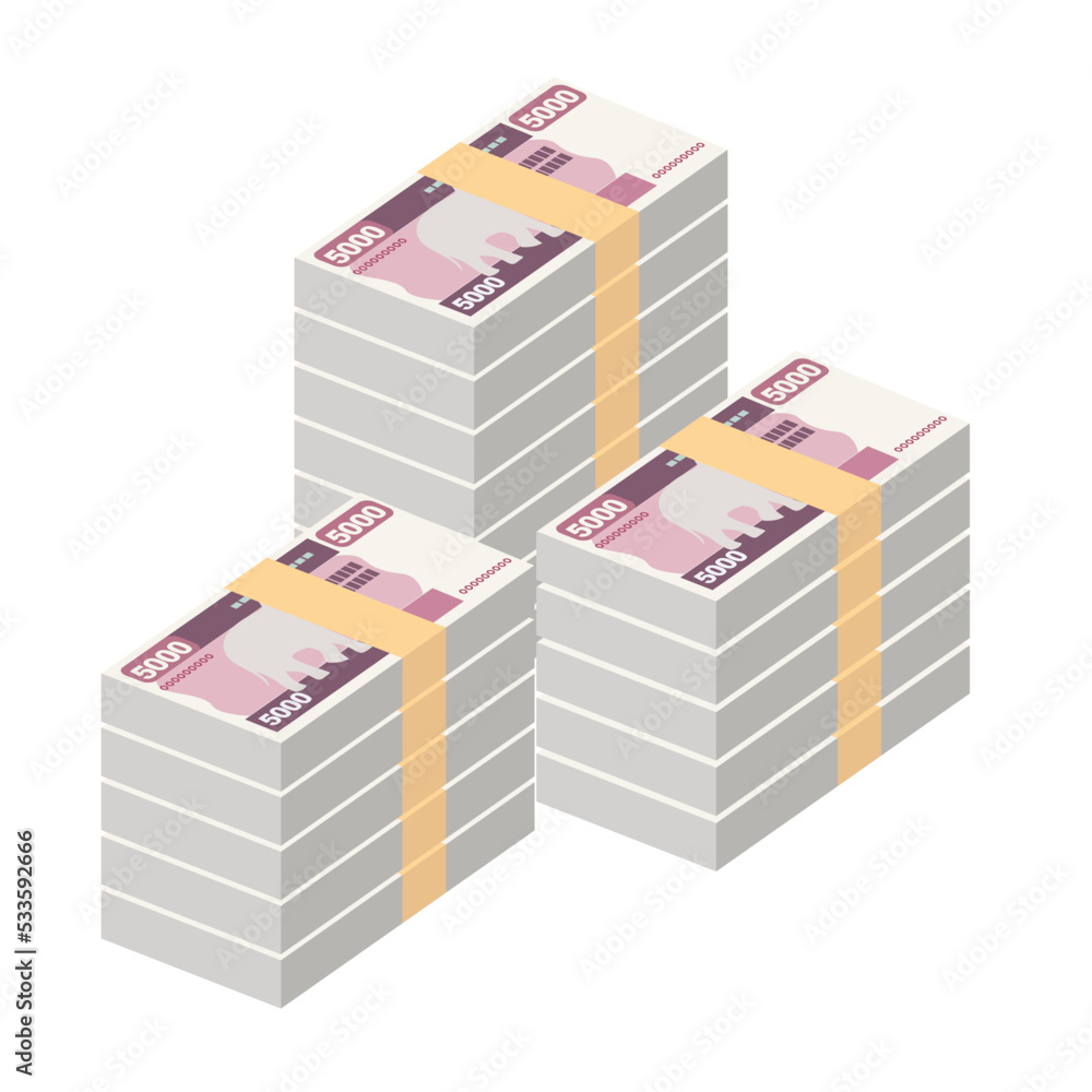 Myanmar Kyat Vector Illustration. Southeast Asian money set bundle ...