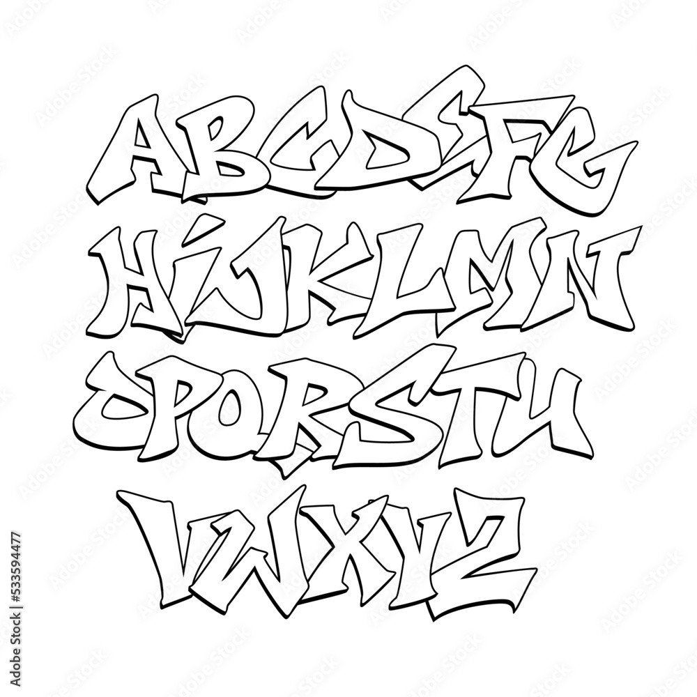 Graffiti alphabet lettering template Stock Vector | Adobe Stock