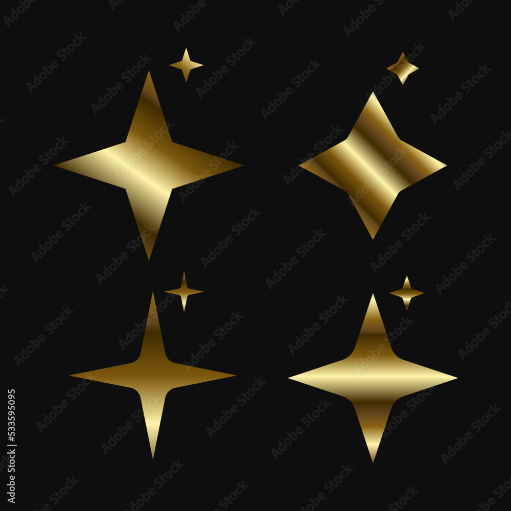Four Luxury Flat sparkling stars, SET of vector star wink design sused in effect and celebrated ...