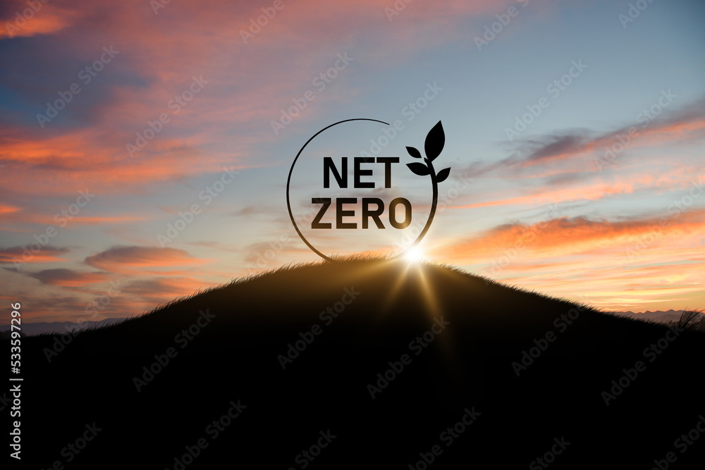 Symbol Net zero on hills energy renewable station waste free world ...