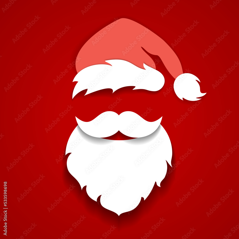 Santa Claus hat and beard, santa costume vector cartoon Stock Vector ...