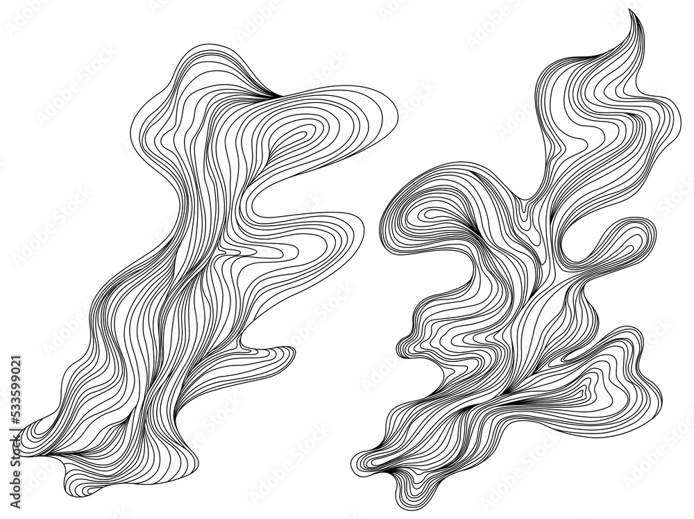 Set of abstract shapes. Hand drawn png illustrations. Ink painting ...