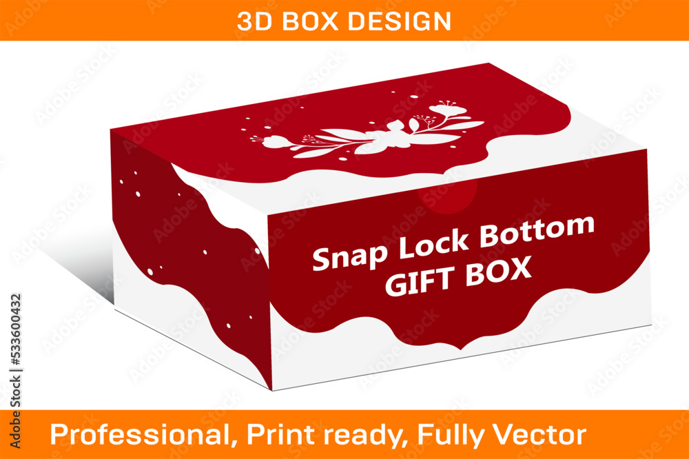 Tuck Top Snap Lock Bottom Gift Box Packaging Design Template Stock ...