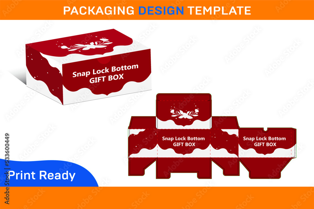 Tuck Top Snap Lock Bottom Gift Box Packaging Design Template Stock ...