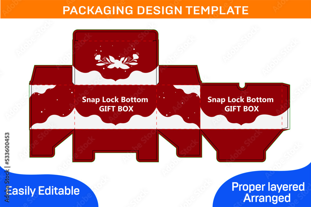 Tuck Top Snap Lock Bottom Gift Box Packaging Design Template เวกเตอร์ ...