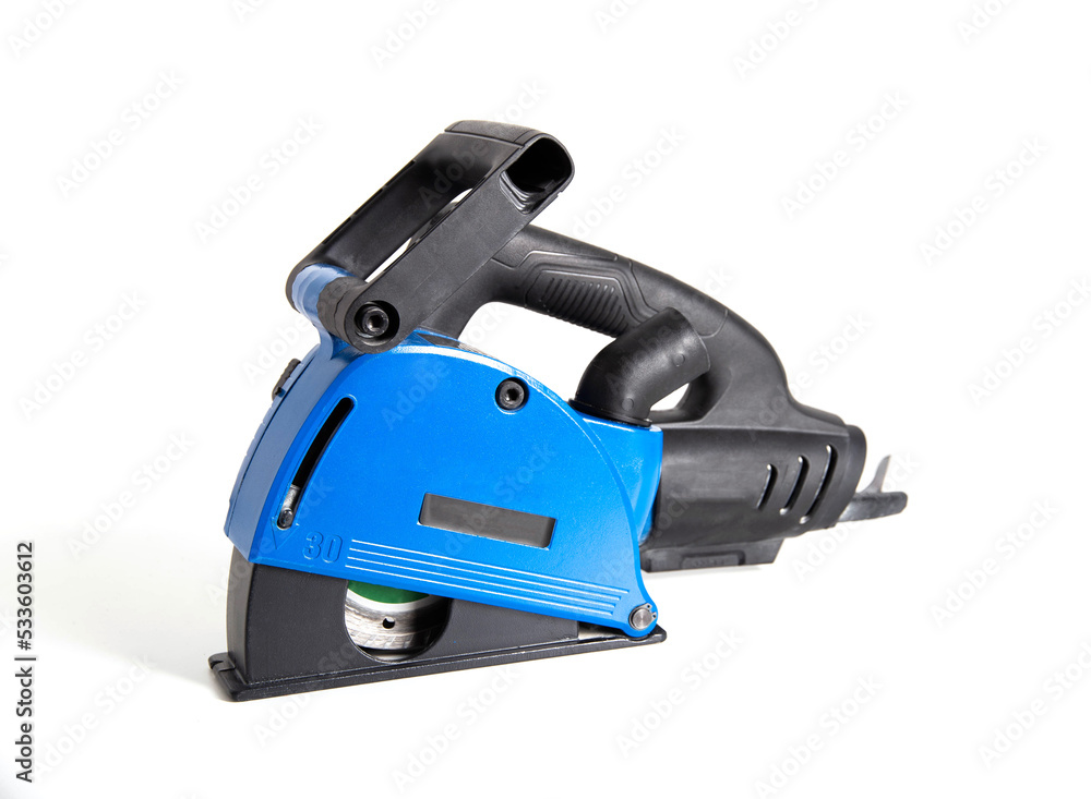 Powerful electric wall chaser for recessing in walls with two diamond ...