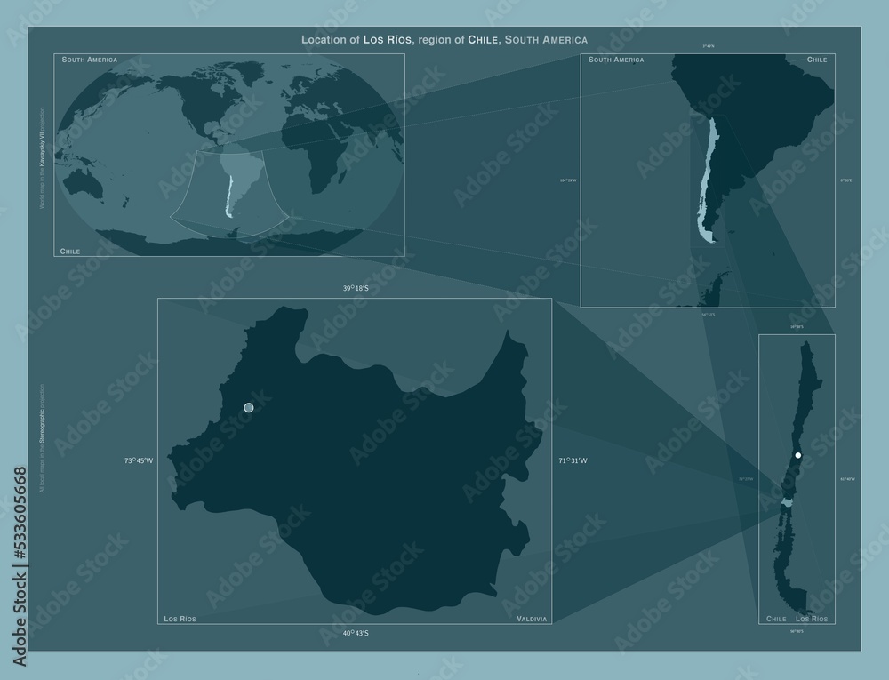 Los Rios, Chile. Described location diagram Stock Illustration | Adobe ...