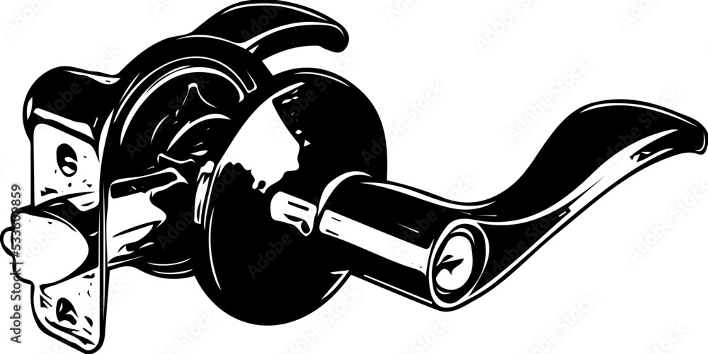 Door handle Lock Set silhouette, door handle outline vector ...