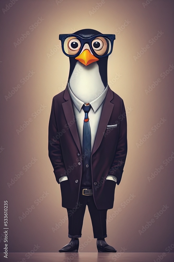 Cartoon character in suit Stock Illustration | Adobe Stock