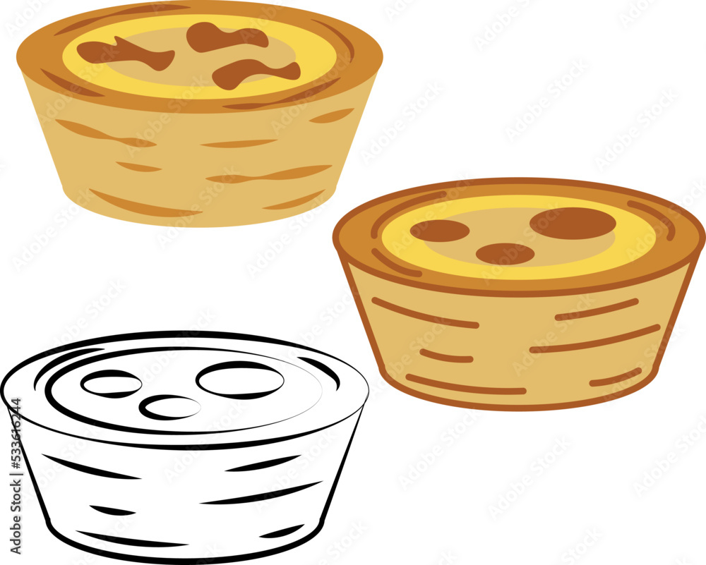 Pastel de nata typical portuguese egg tart dessert. Vector illustration ...