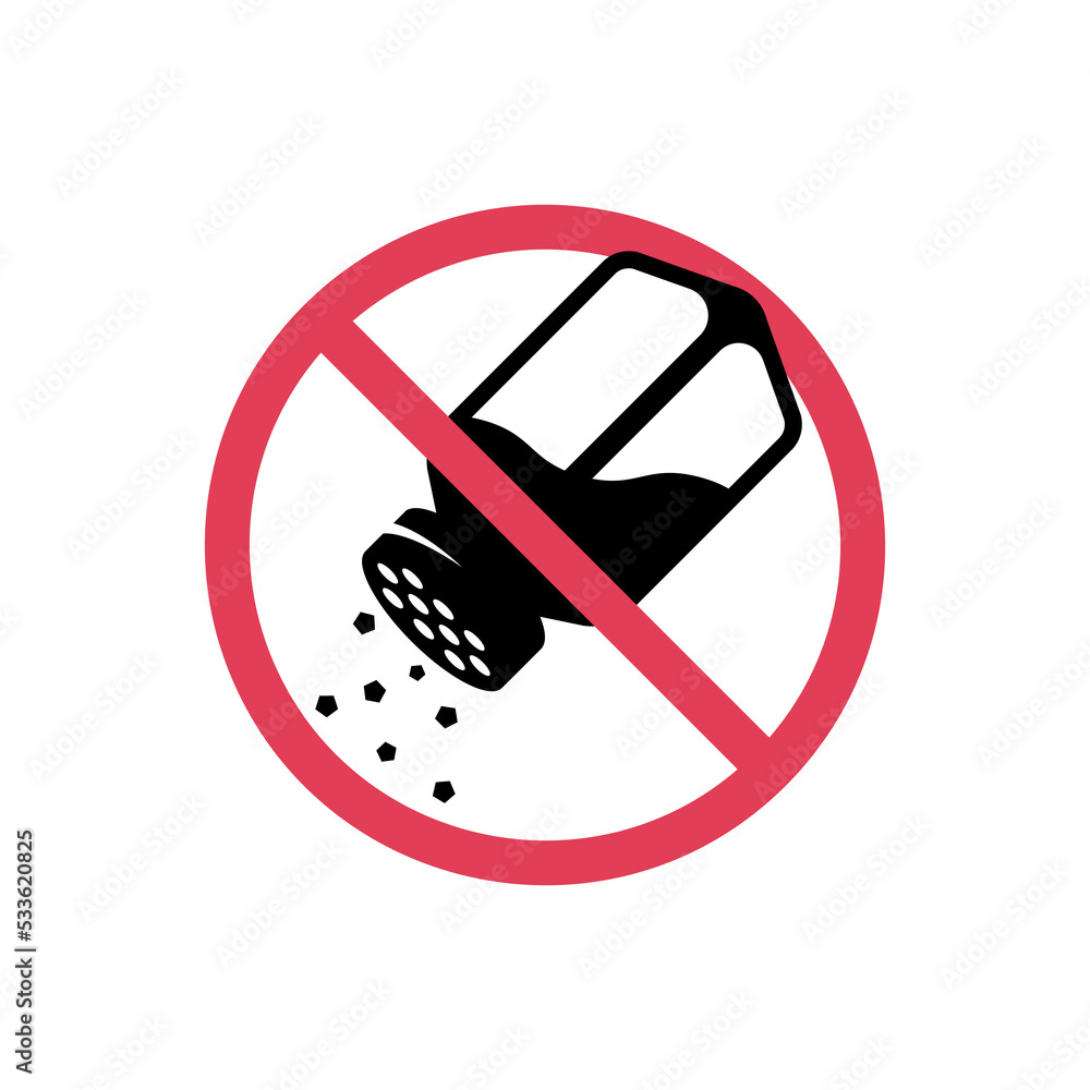 Vecteur Stock No salt red sign. Not salt. Round prohibition symbol ...