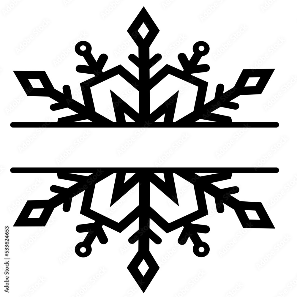 Snowflake monogram svg, Winter frame, Split svg Stock Vector | Adobe Stock