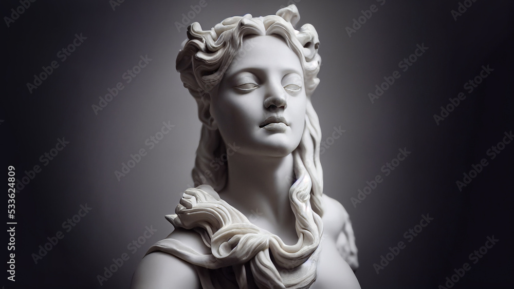 Illustration of a Renaissance marble statue of Hebe. She is the Goddess ...