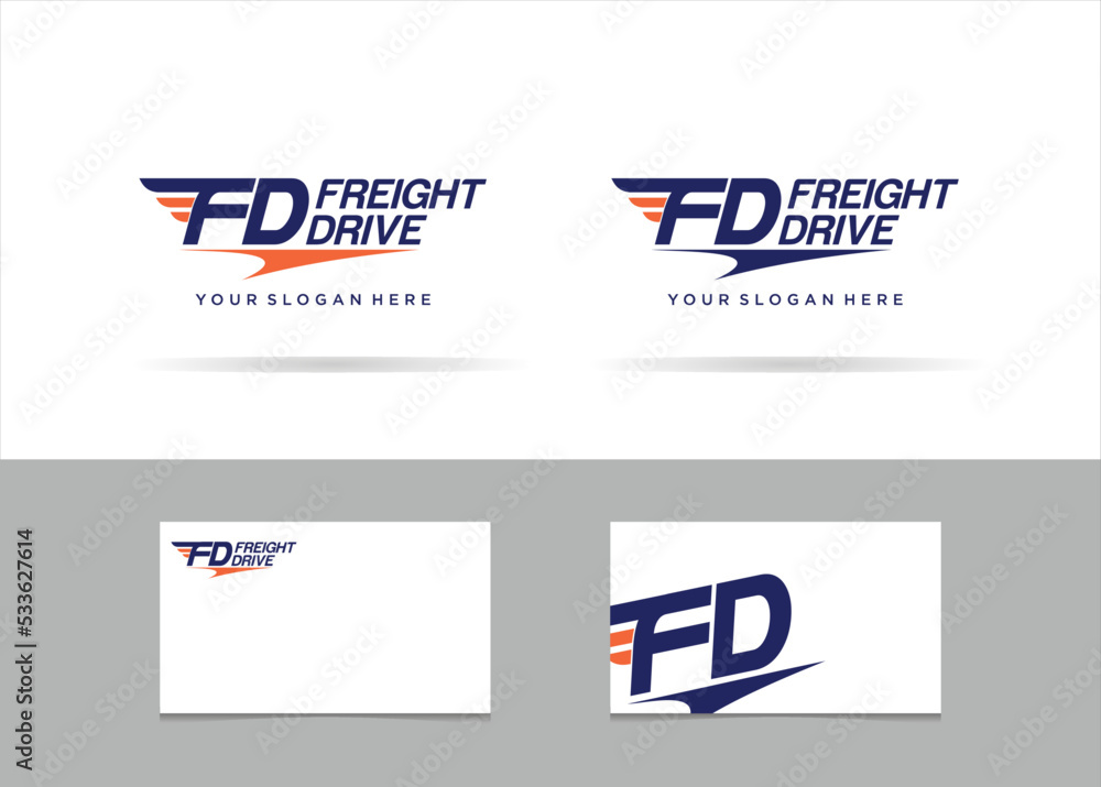 Logistic logo, letter FD and arrow combination, Flat style Logo Design ...