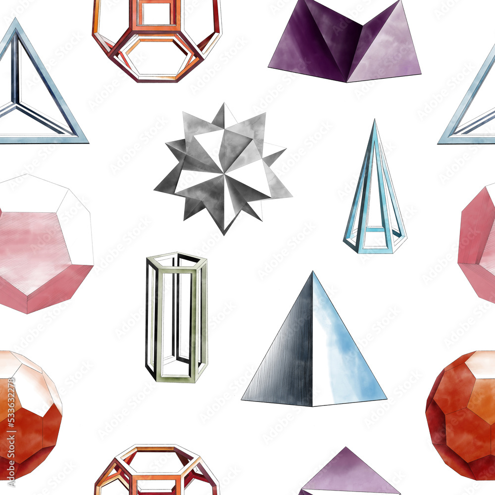 Geometric figures. Digital art. Creative hand drawn illustration ...