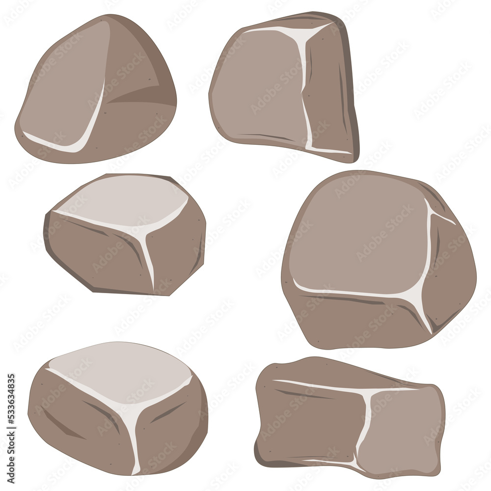 Vector illustration set of rocks and stones isometric. 3d flat style ...