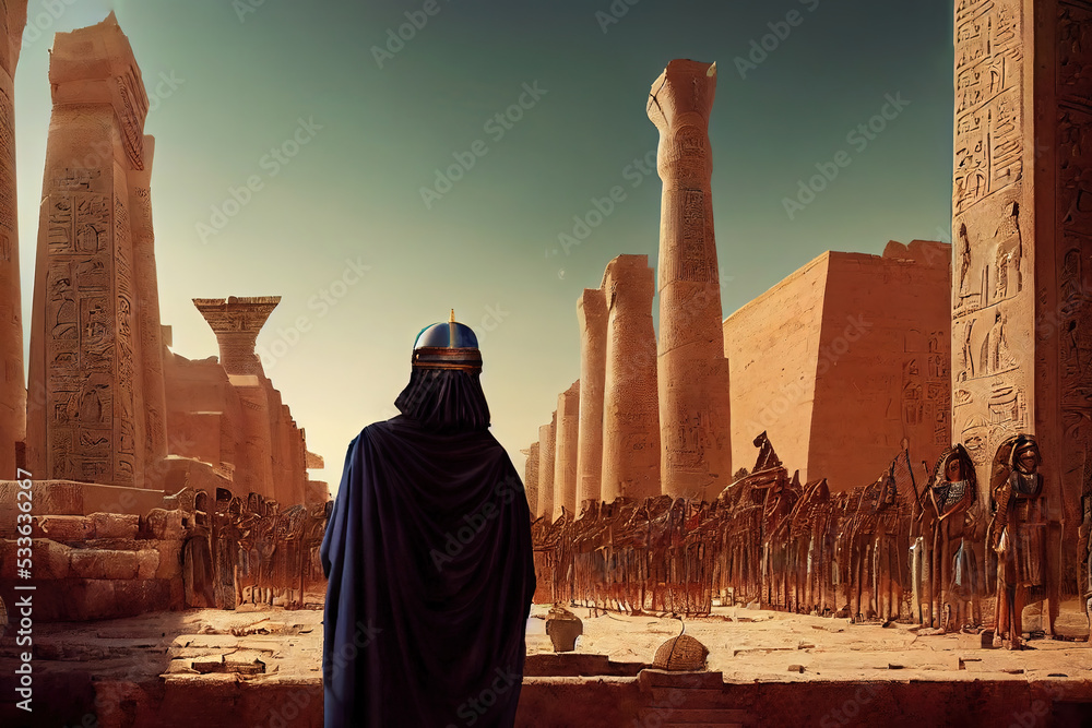 Stockillustratie Cleopatra standing in front of her army that guards ...