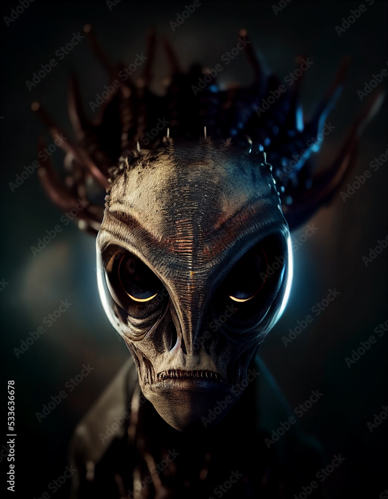 Unusual Ancient Reptilian Alien Sci-Fi Horror Movie Character 3D Art ...