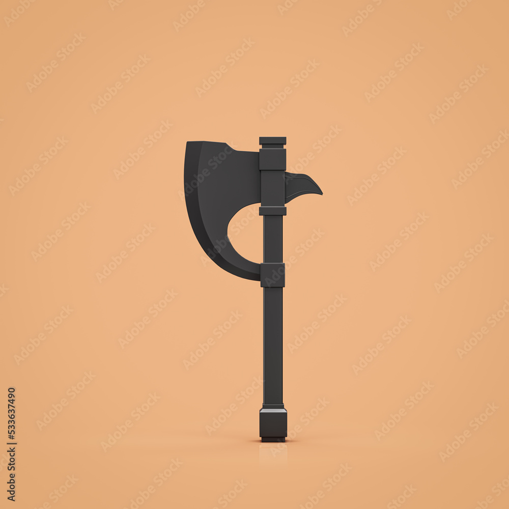 Black medieval battle axe, nordic skyrim battleaxe weapon. Single blade ...
