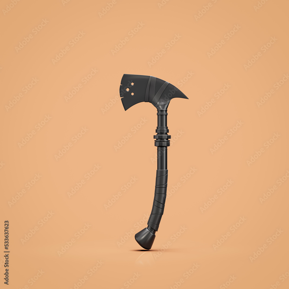 Black medieval battle axe, nordic skyrim battleaxe weapon. Single blade ...